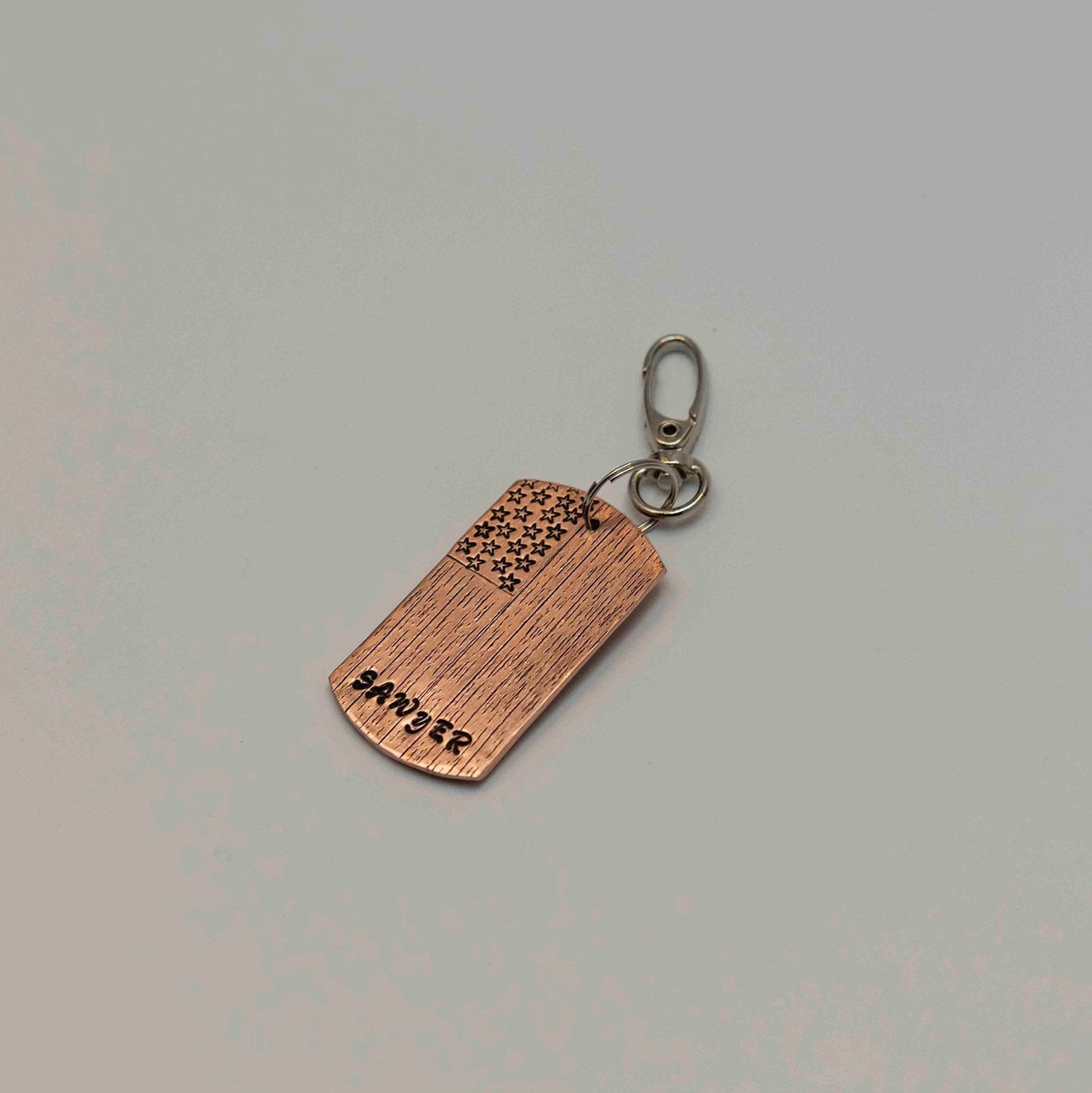 American Flag Military Dog Tag style keychain personalized | Etsy