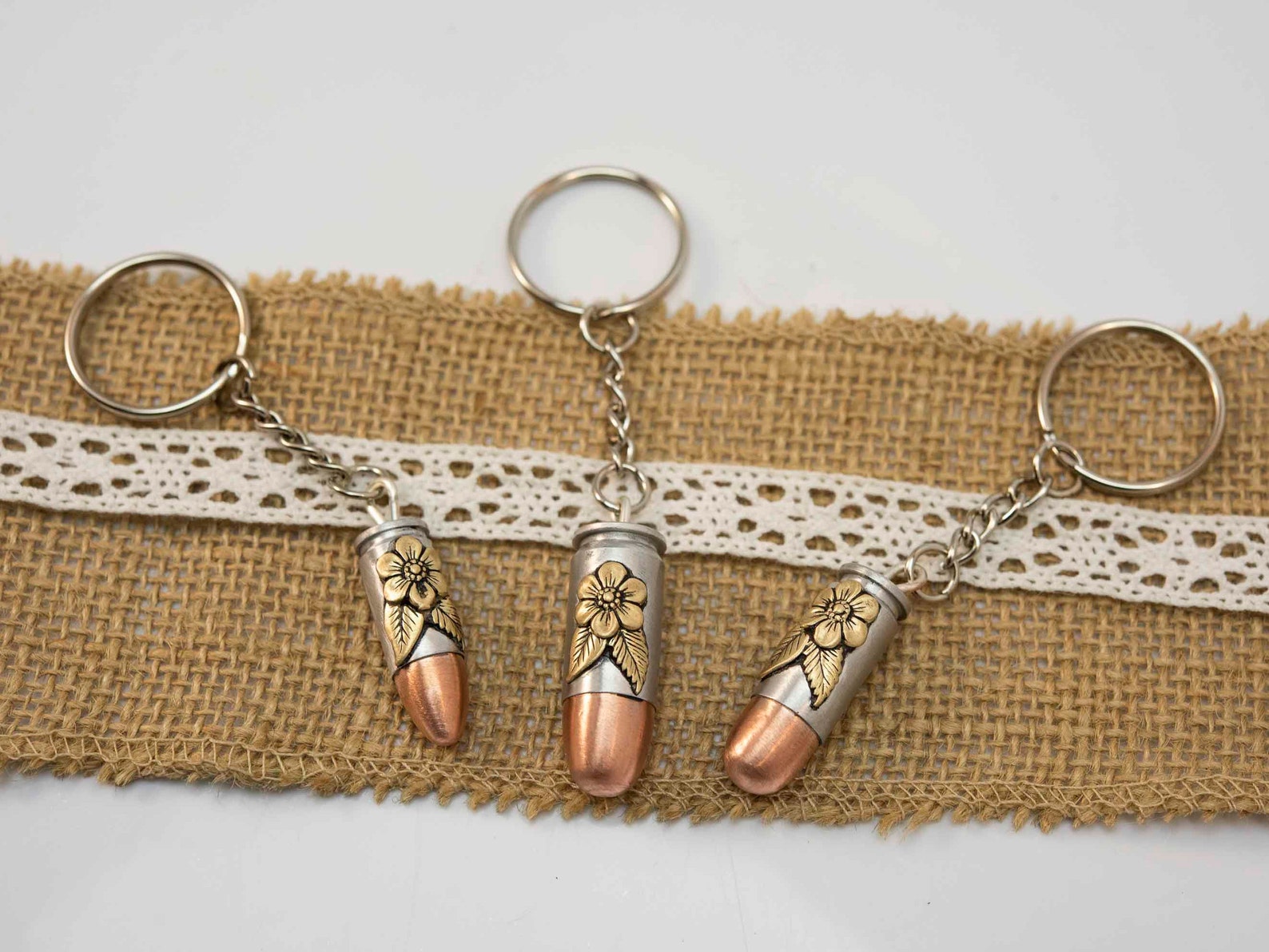 Floral Silver Bullet Keychain Sturdy Handmade Recycled Metal - Etsy Ireland