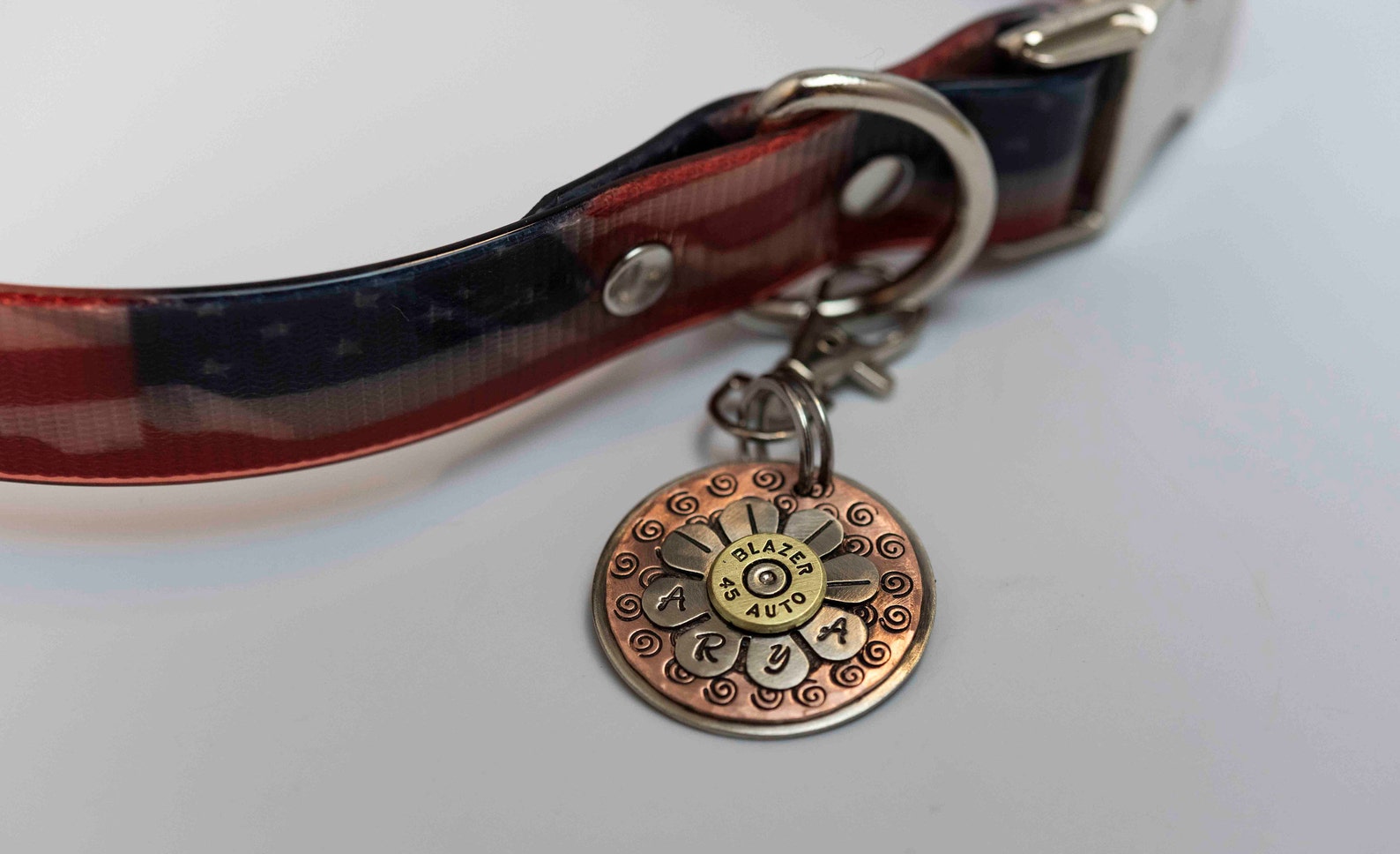 Personalized floral dog tag custom made bullet pet tag | Etsy