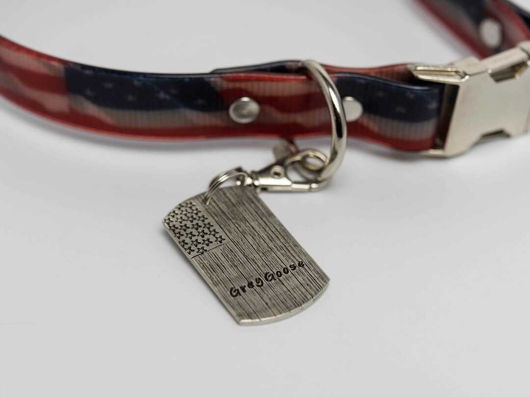 American Flag Military Dog Tag Style Keychain, Personalized Sturdy Hand ...