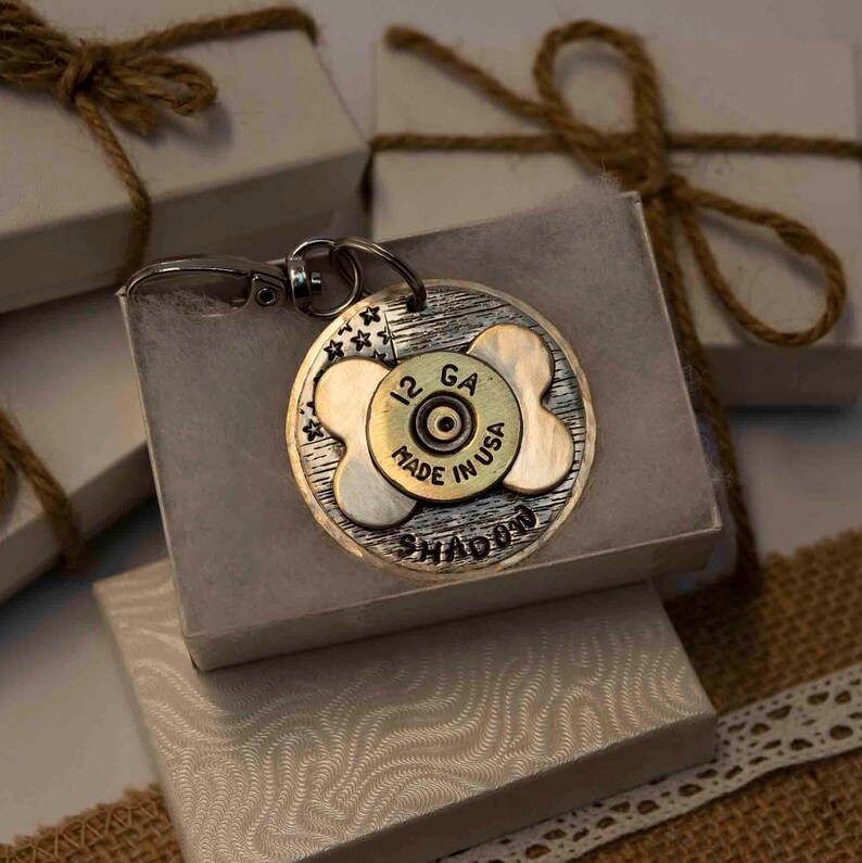 Custom hand stamped dog tag personalized American Flag | Etsy