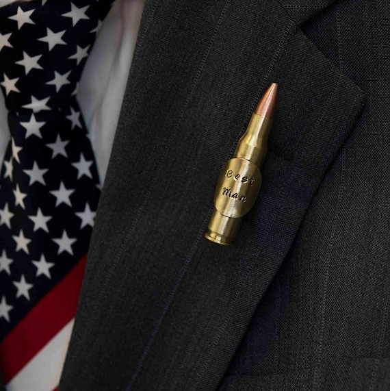 Personalized Bullet Boutonniere Custom Groomsman Ammo Lapel - Etsy