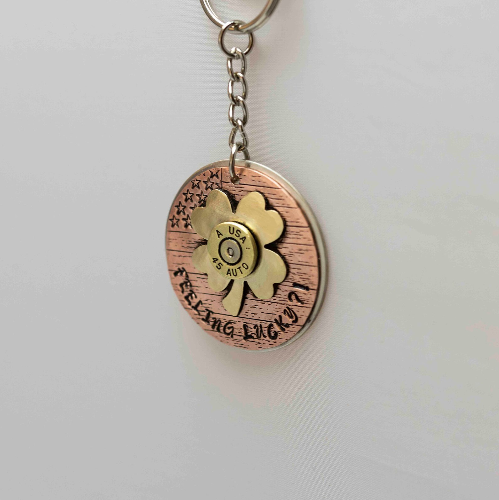 Patriotic Lucky Clover Bullet Keychain American Flag Dog Tag | Etsy