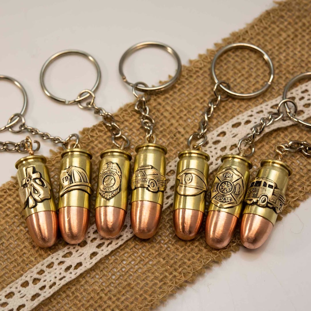 First Responder Bullet Keychain Brass Ammo Fire Fighter Police Gun ...
