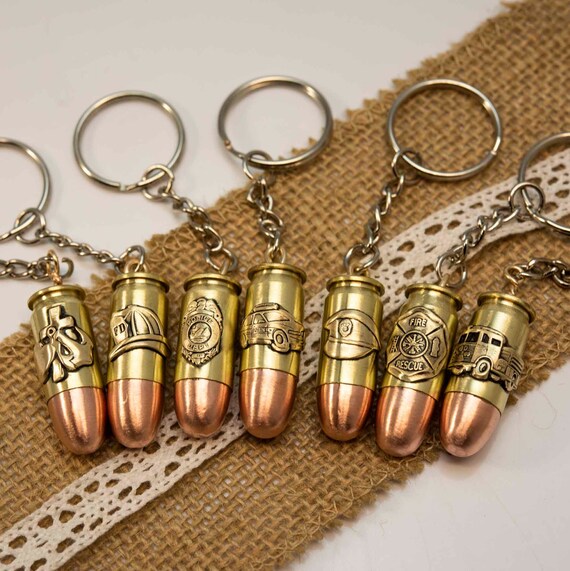 First Responder Bullet Keychain Brass Ammo Fire Fighter or - Etsy