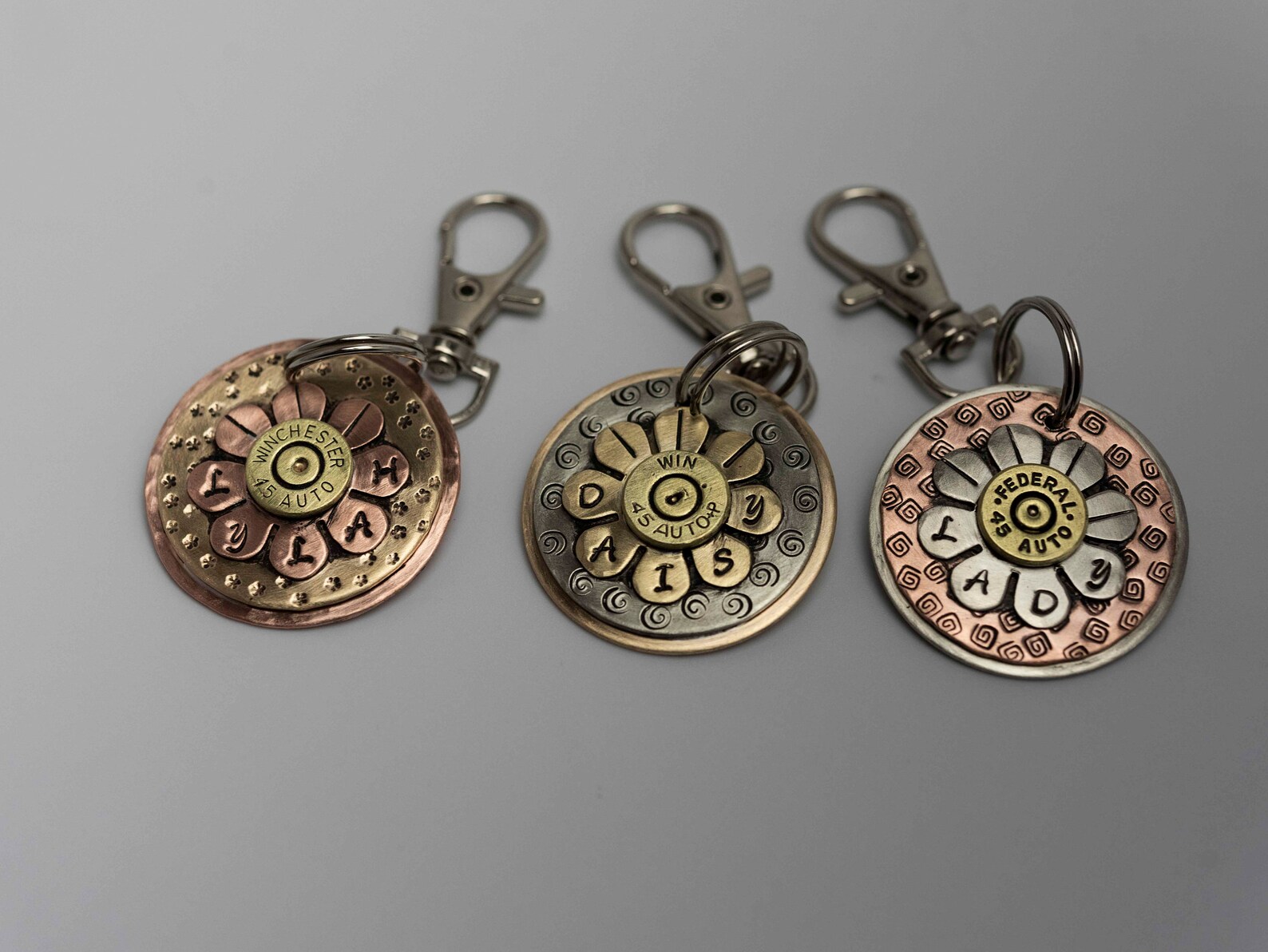Personalized floral dog tag custom made bullet pet tag | Etsy