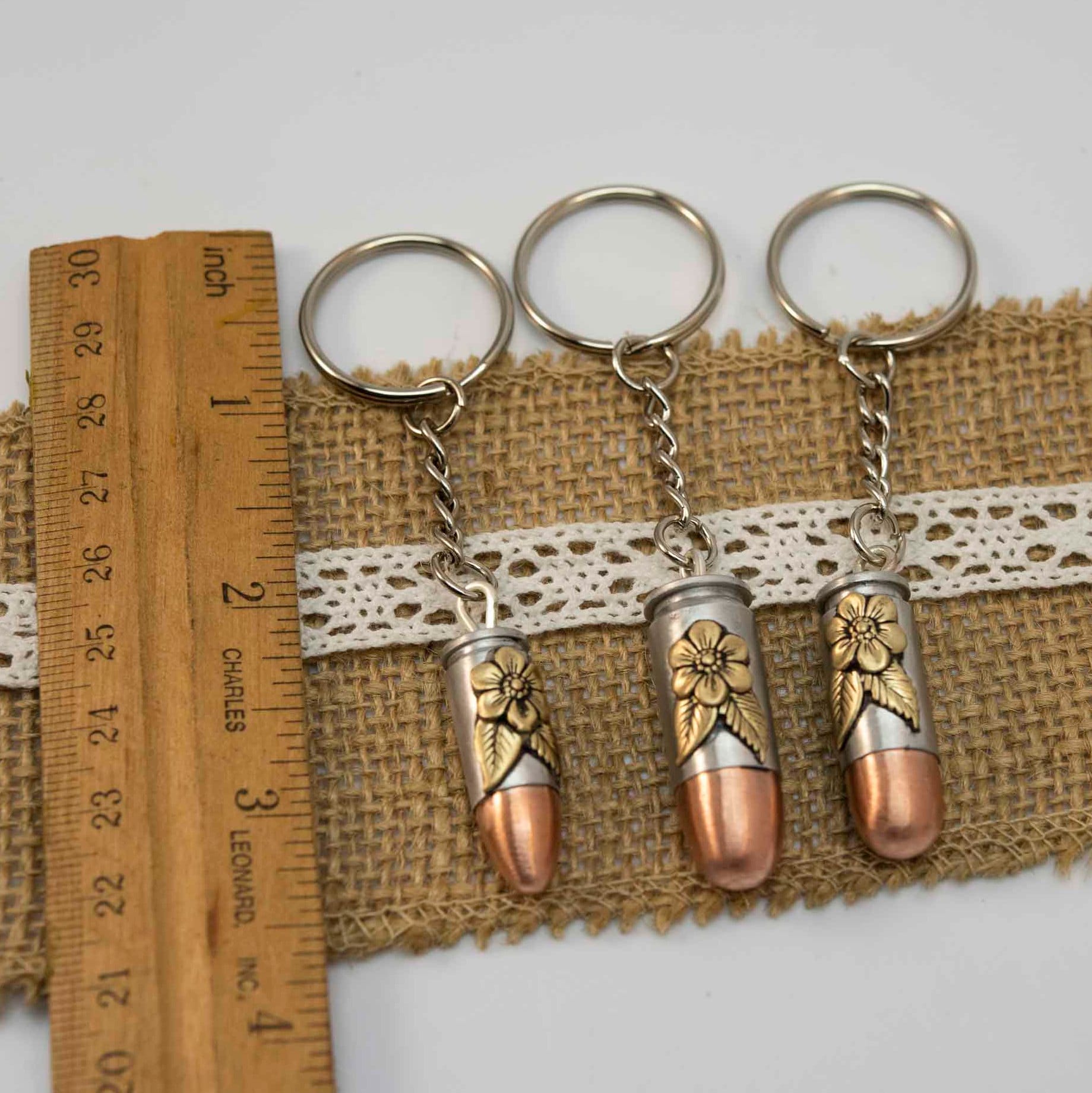 Floral Silver Bullet Keychain sturdy handmade recycled metal | Etsy