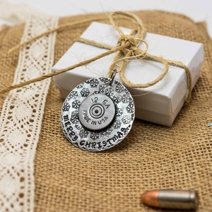 Personalized Hand Stamped Shotgun Bullet Christmas Ornament, Custom ...
