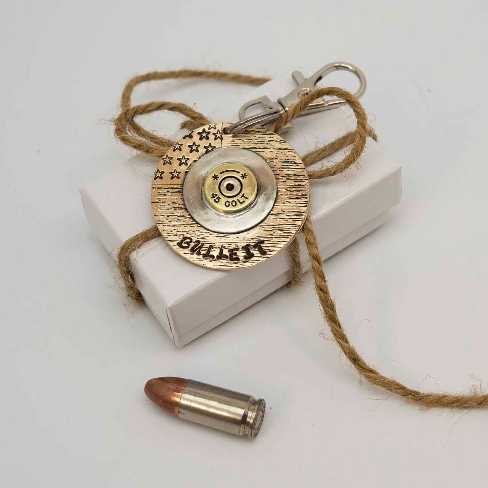 Personalized Bullet Dog Tag Custom American Flag Keychain | Etsy