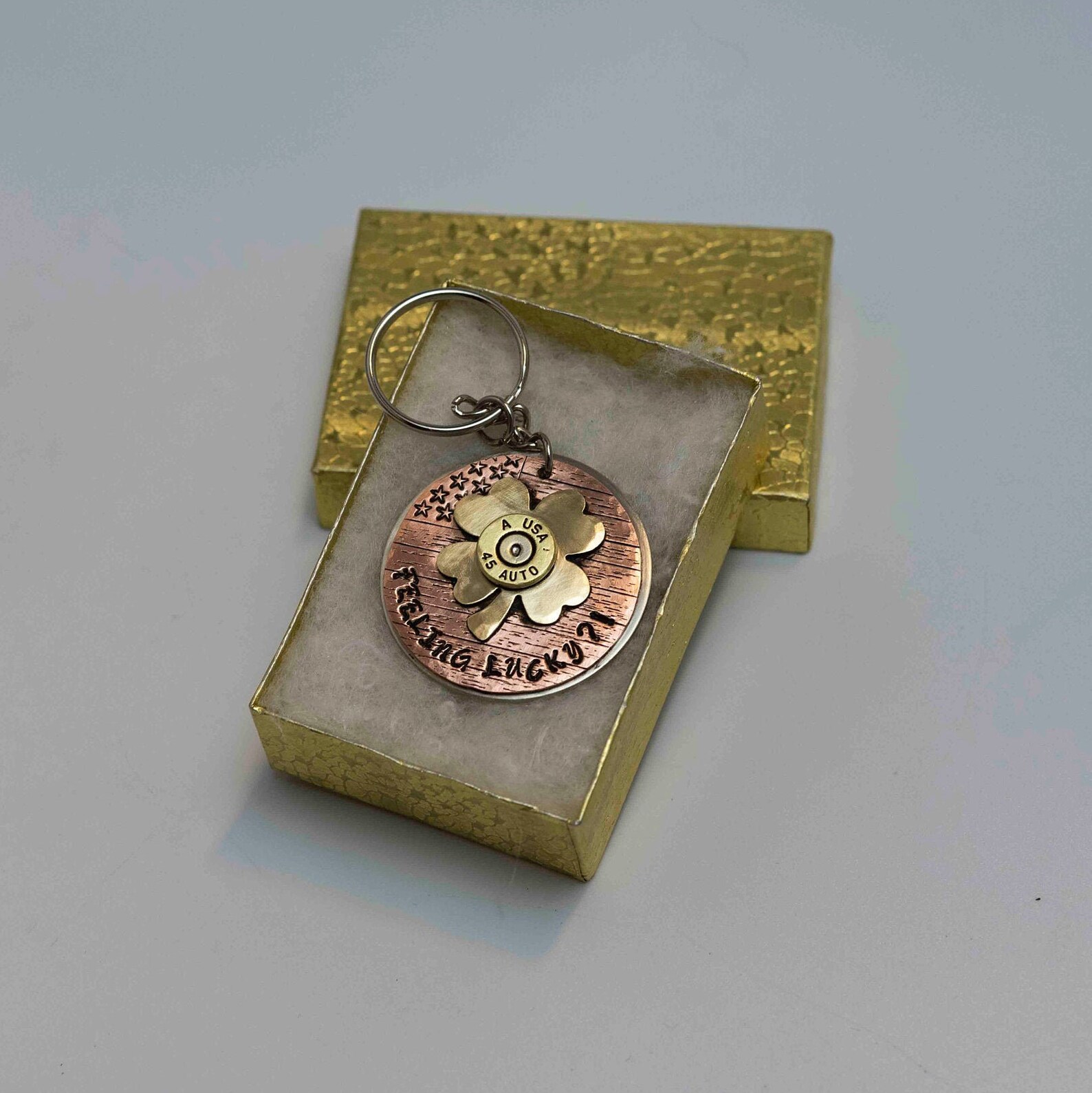 Patriotic Lucky Clover Bullet Keychain American Flag Dog Tag | Etsy