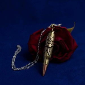 Low Hanging Floral Bullet Necklace, Gun Jewelry, Country Chic, Handmade ...
