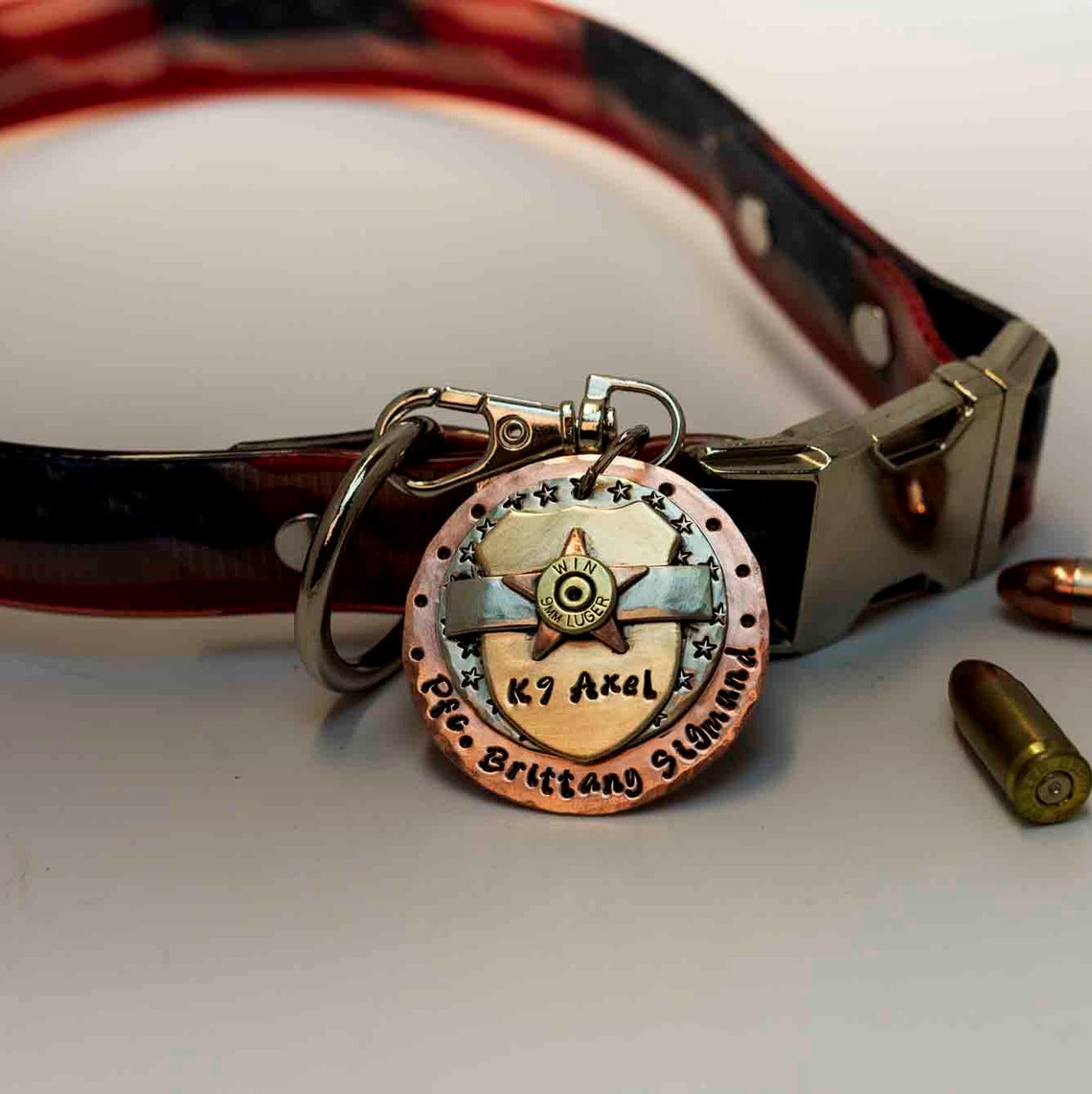 Personalized Thin Blue Line Keychain Custom Bullet Dog Tag - Etsy