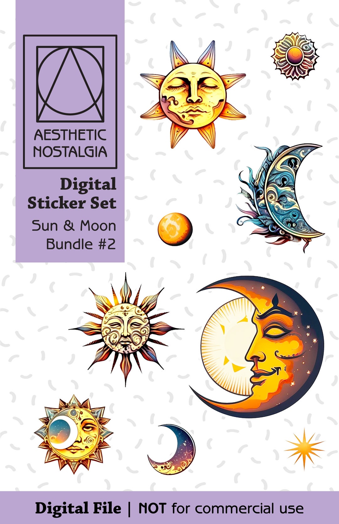 Digital Sticker Set, Sun & Moon Stickers, Apothecary, Boho Sticker Set ...