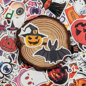 100 Halloween Stickers Wrapped Gift, 2024 Set, Colorful Pumpkin, Bat ...