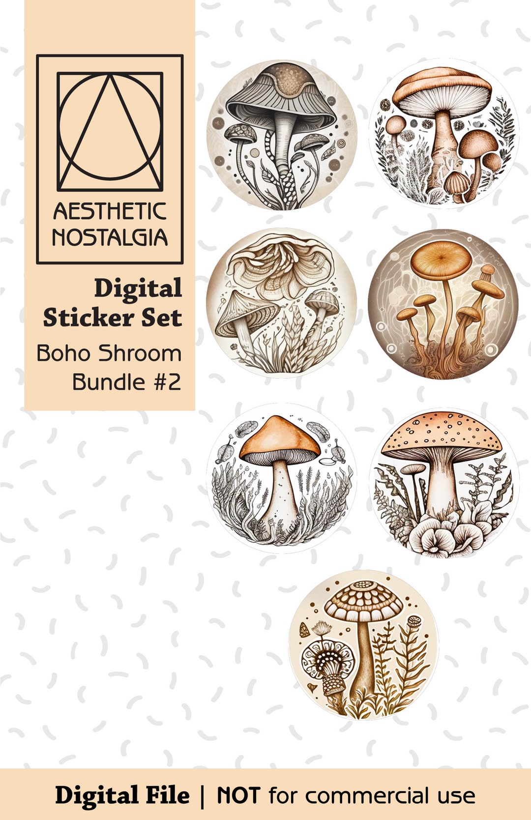 Digital Stickers Set, Boho Mushrooms, Daily Planner, iPad Stickers ...
