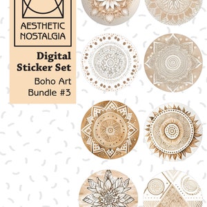 Digital Stickers, Boho Sticker Set, Boho Wall Art, Daily Planner, iPad ...