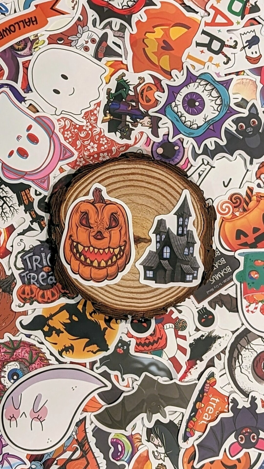 100 Halloween Stickers Wrapped Gift, 2024 Set, Colorful Pumpkin, Bat ...