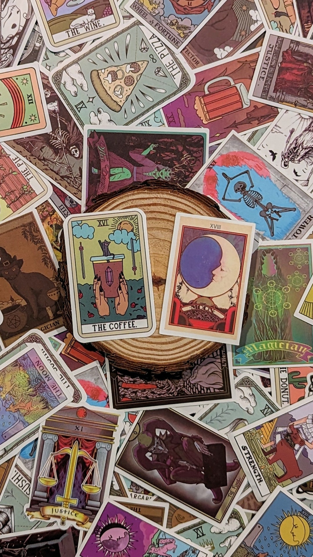 100 Mystic Tarot Card Stickers Wrapped Gift Set, Colorful Magic ...