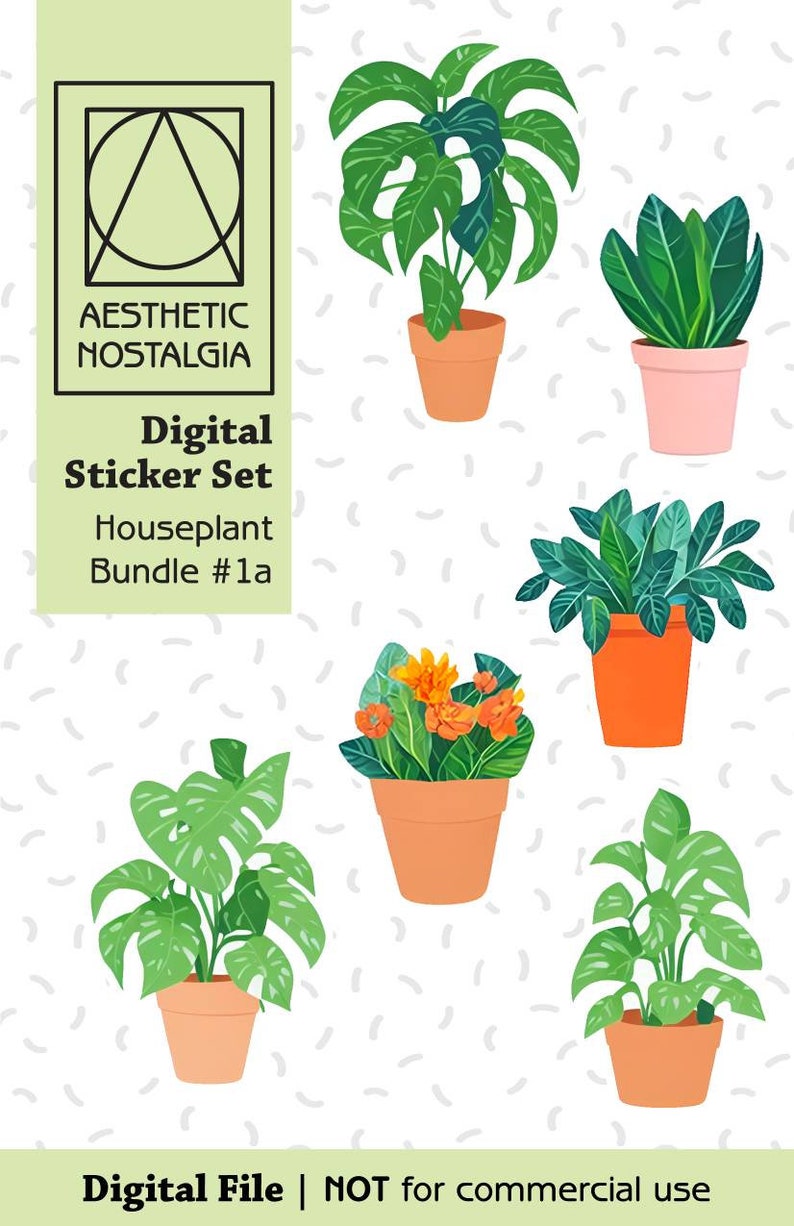 Digital Stickers Boho Houseplant Stickers Daily Planner - Etsy