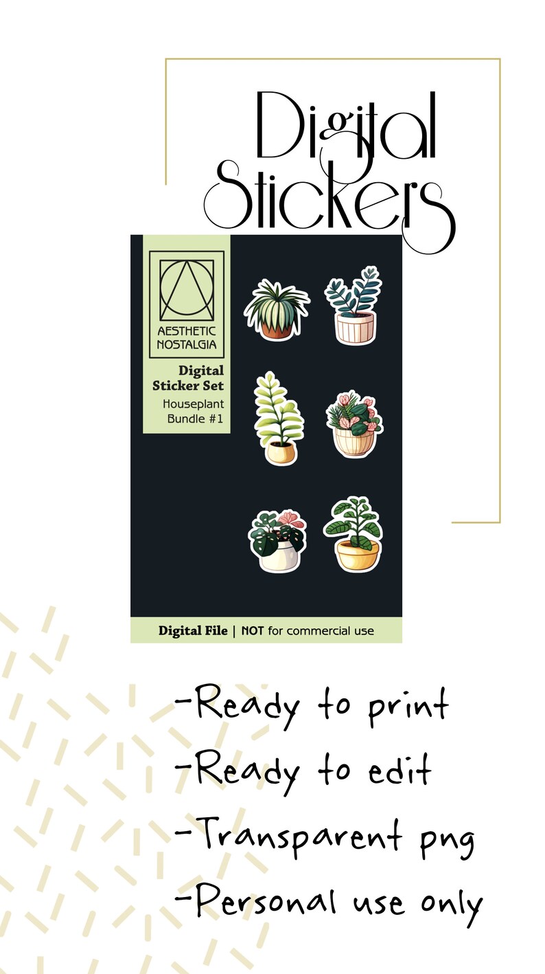 Digital Stickers Boho Houseplant Stickers Daily Planner - Etsy