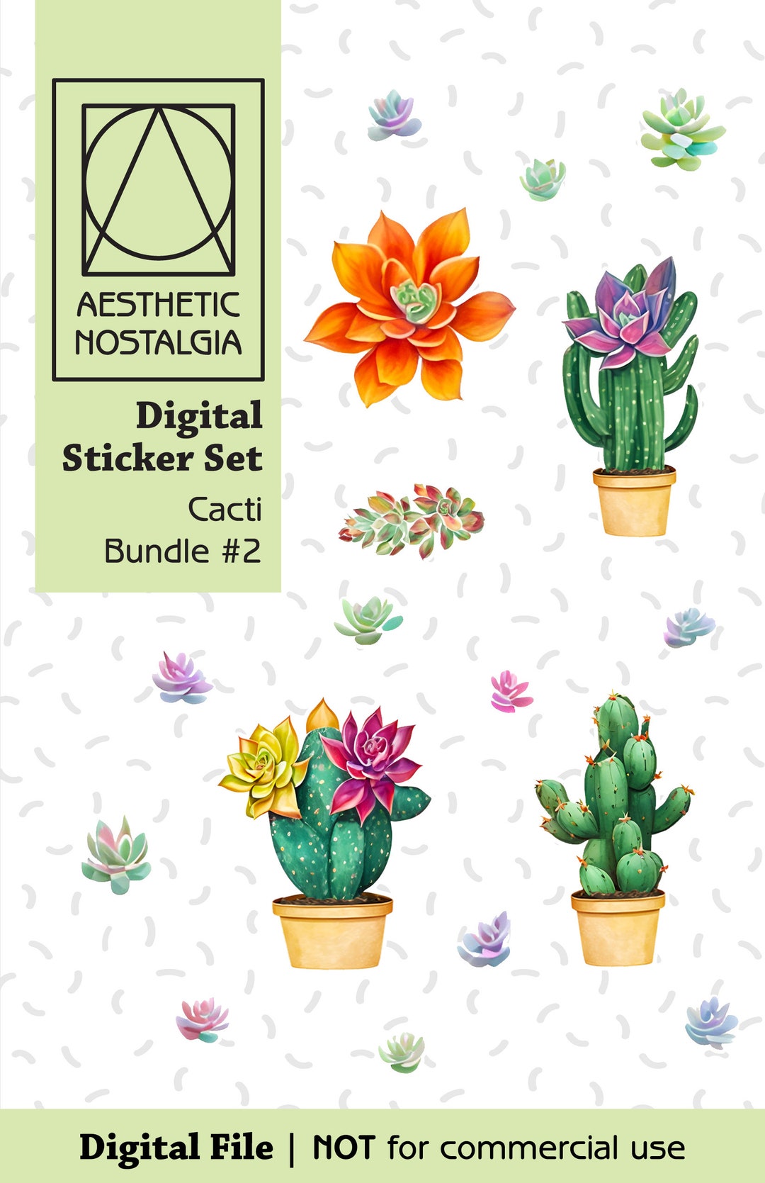 Digital Sticker Set, Cacti, Cactus Stickers, Plant Stickers, Boho ...