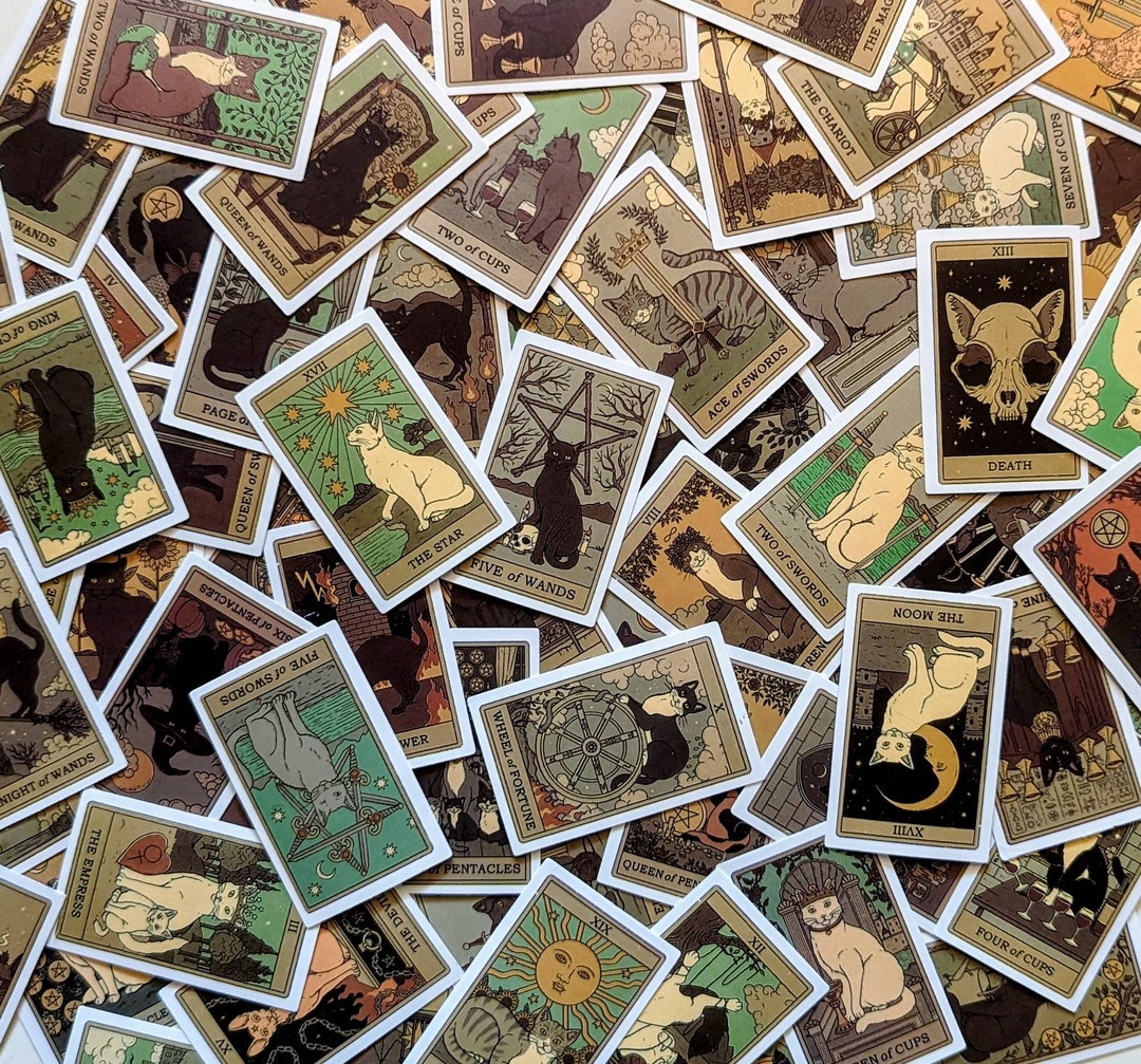 75 Cat Tarot Card Stickers Pre-wrapped Gift, 2023 Set, Witchy & Woowoo ...
