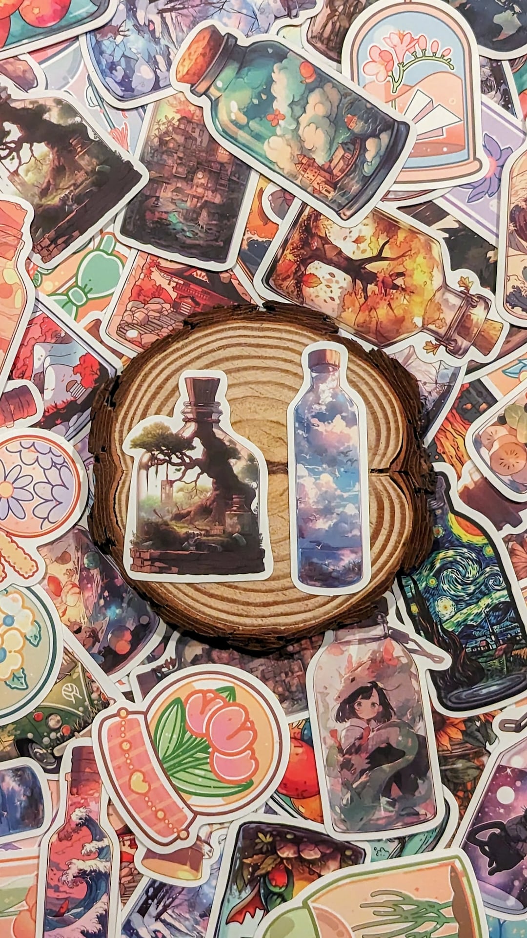 100 Tiny World in A Bottle Stickers Pre-wrapped Gift, Colorful ...