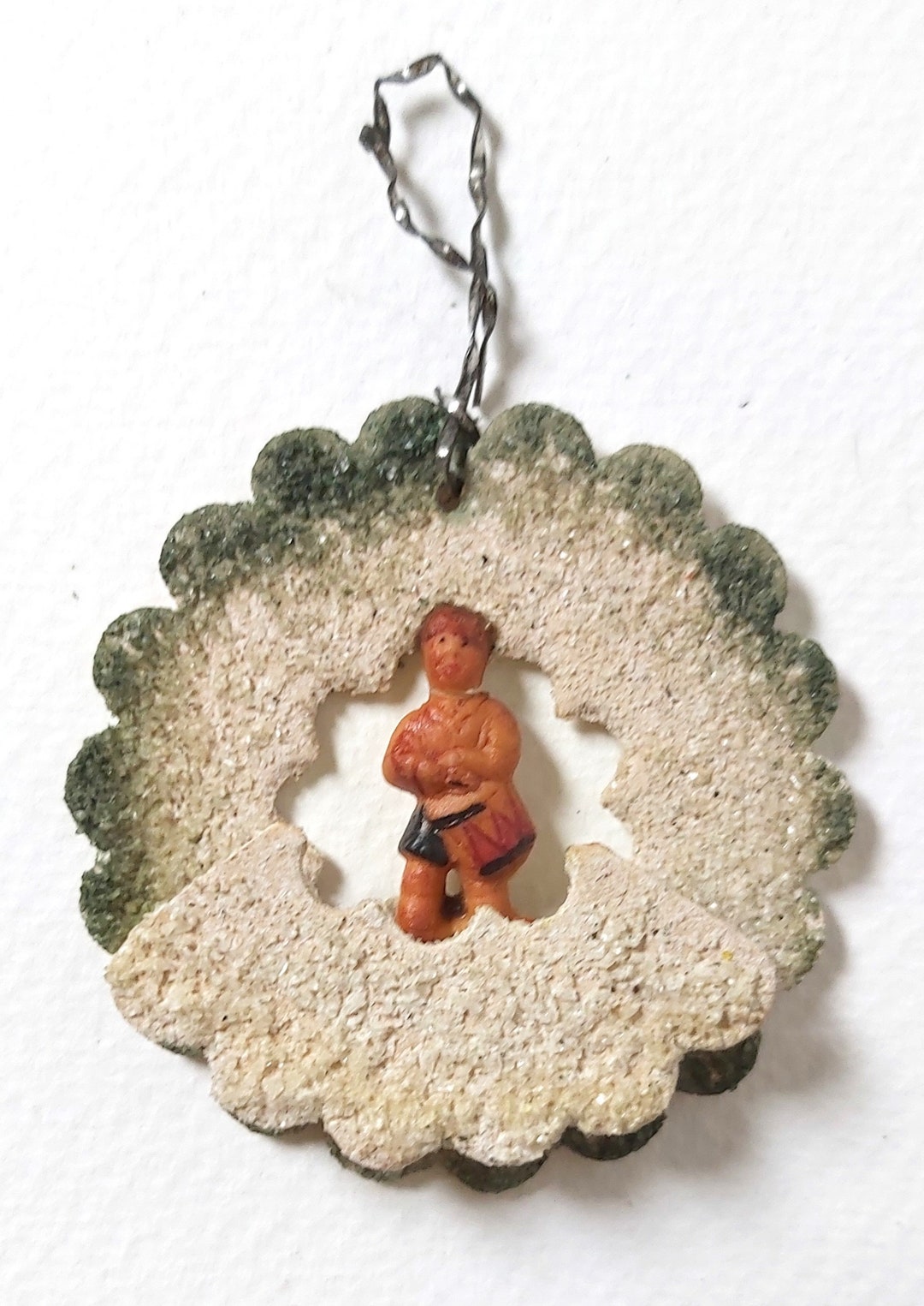 Antique Mica Cardboard Handmade Christmas Ornament Collectible Tragant ...