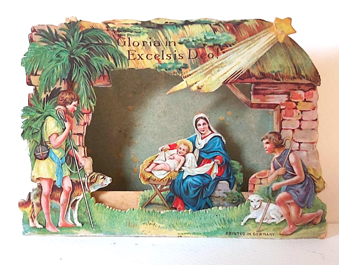 Little Vintage Cardboard Nativity Scene Betlem Christmas Decoration ...