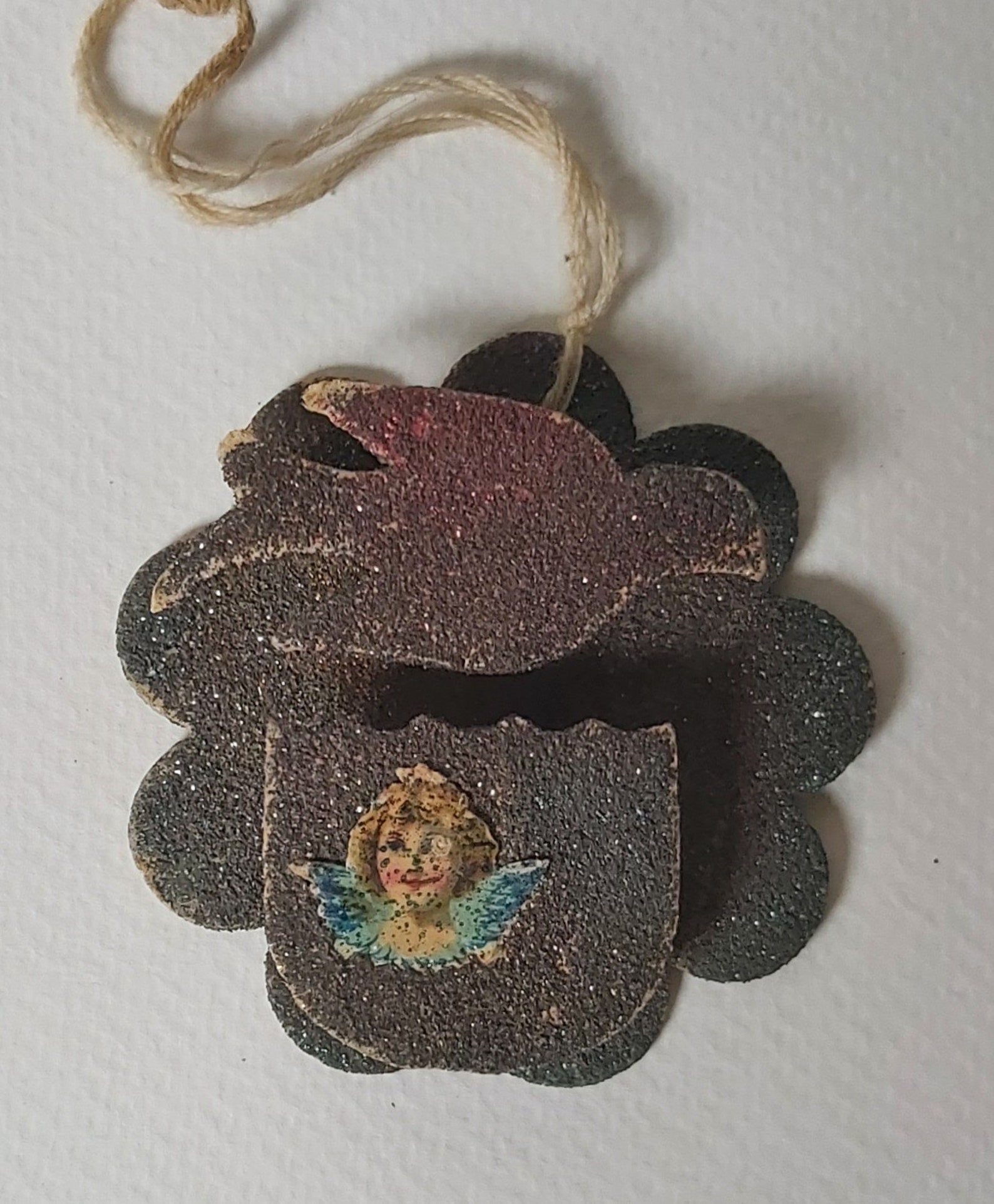 Antiquedresden Cardboard Christmas Ornament Bird's Nest Bird Scrap ...