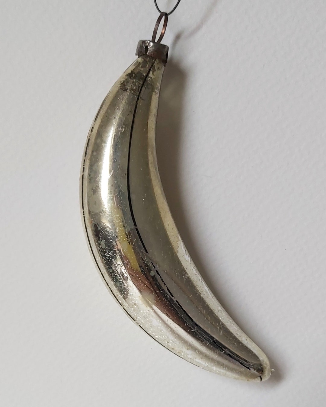 Antique Silver Mercury Glass Banana Christmas Ornament Collectible Very ...