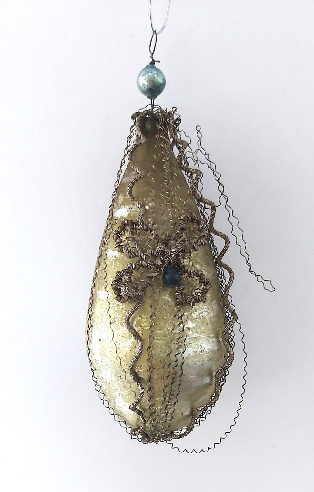 Early Antique Lauscha Wax Glass Christmas Ornament Leonic Wire ...