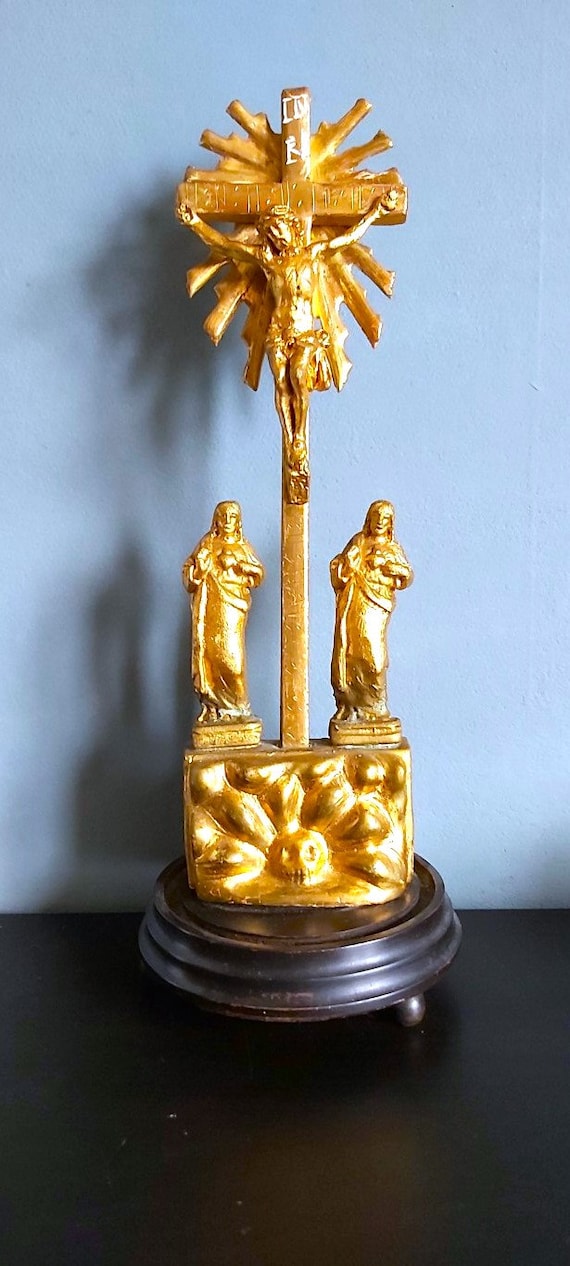 Artefact Jesus on the Cross Under a Bell Jar - Etsy