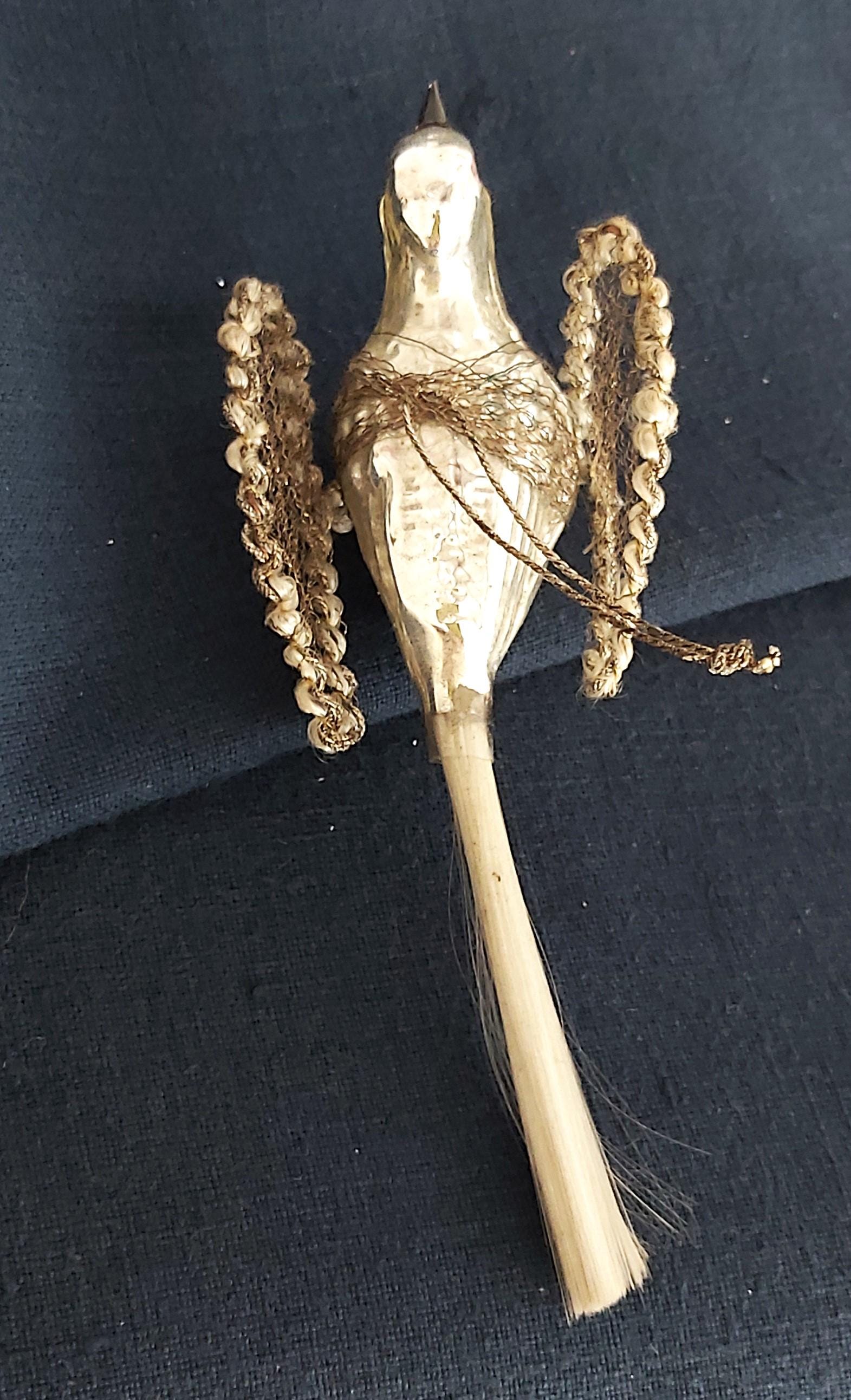 Antique Silver Glass Bird Leonic Wire Silk Wire Wings Christmas ...