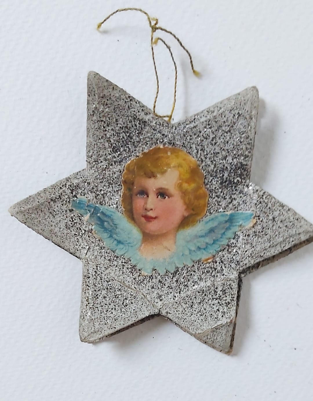 Antique Cardboard Mica Angel Scrap Christmas Ornament Collectible - Etsy