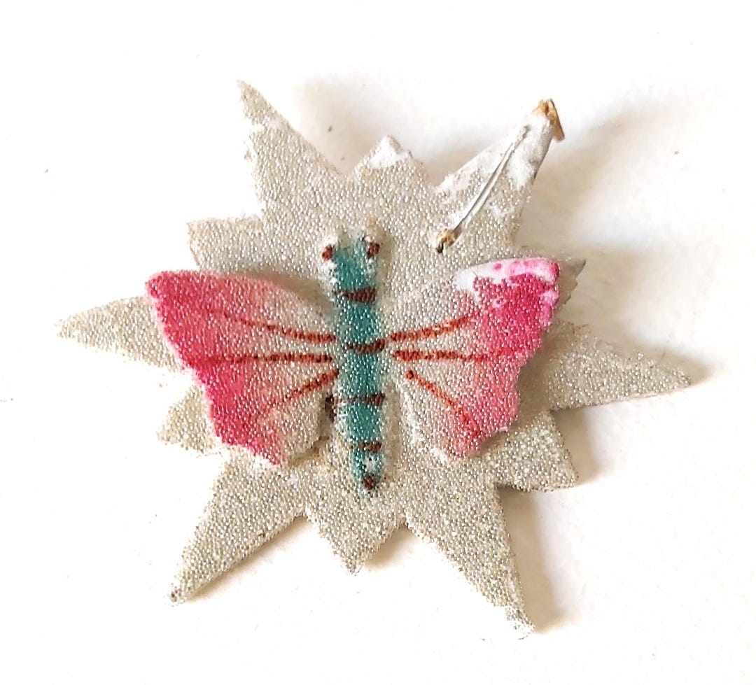Antique Venetain Dew Ballotini Cardboard Butterfly Christmas Ornament ...