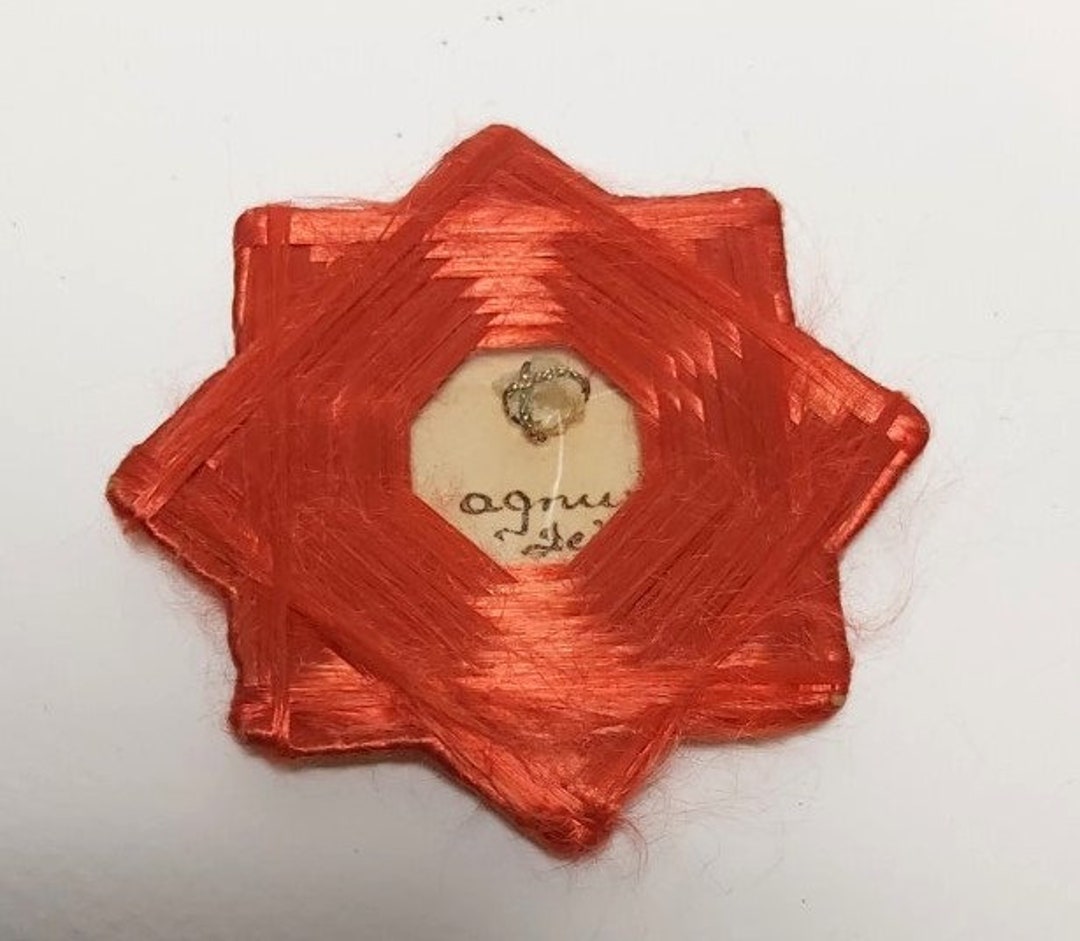 Antique Silk Wire Agnus Lei Monastery Work Christmas Ornament Star ...