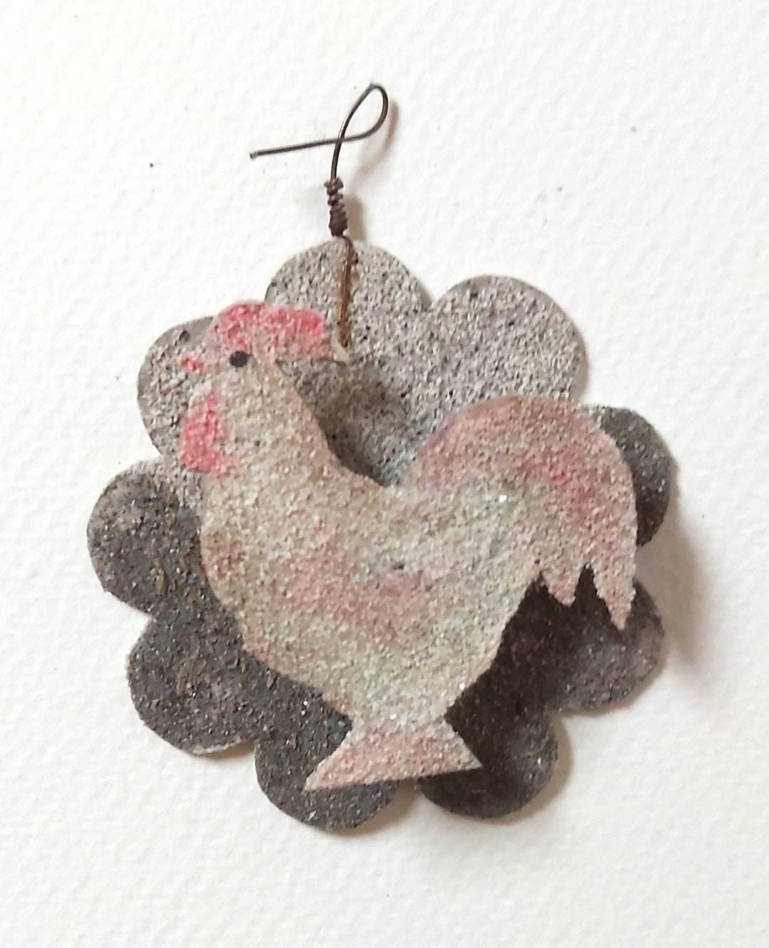 Antique Cardboard Dresden Mica Christmas Ornament Handmade Collectible ...