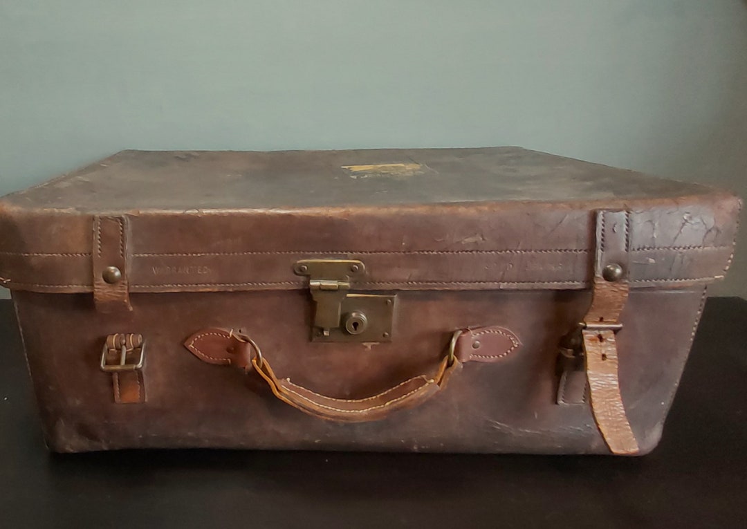 Large Antique Steamer Trunk, English, Edwardian, Leather, Travel Case ...