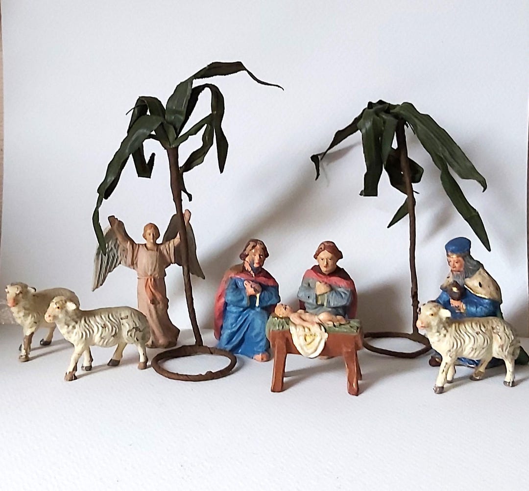 Antique Durolin Elastolin Nativity Scene Betlem Figures Christmas ...