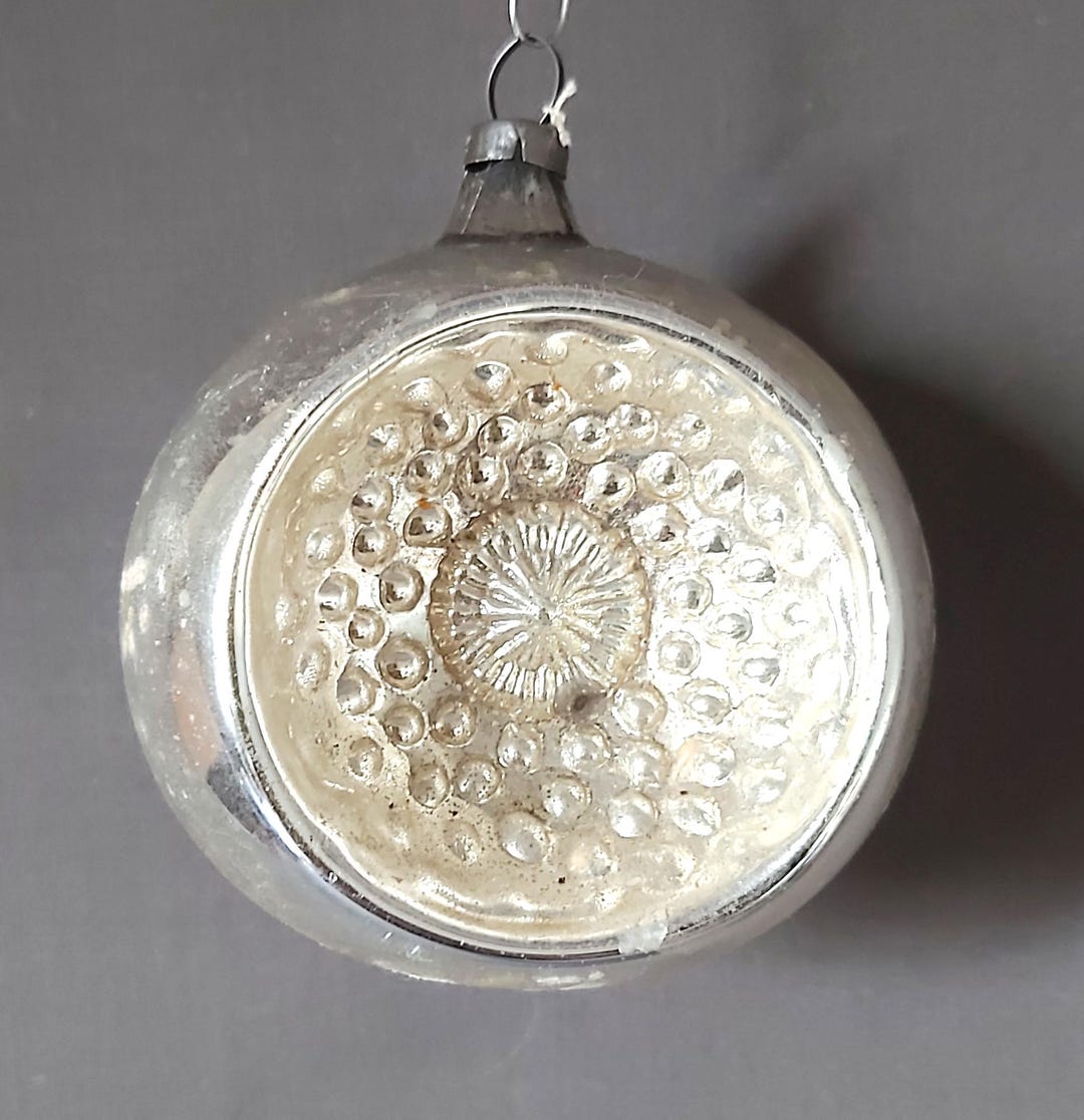 Antique Silver Diorama Reflector Glass Christmas Ornament Collectible ...
