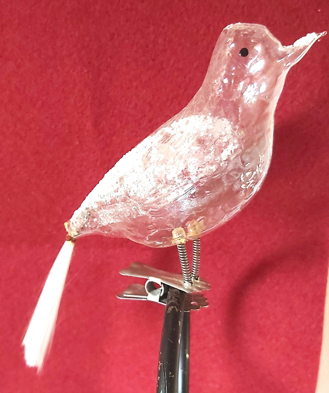 Vintage Transparent Glass Bird On-clip Christmas Ornament Collectible ...