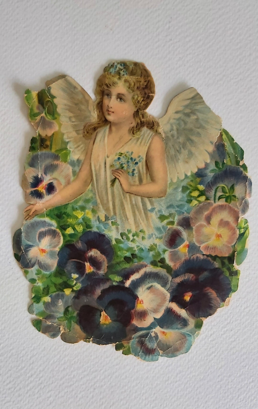 Vintage Angel Scrap Flowers Embossed Collectible - Etsy