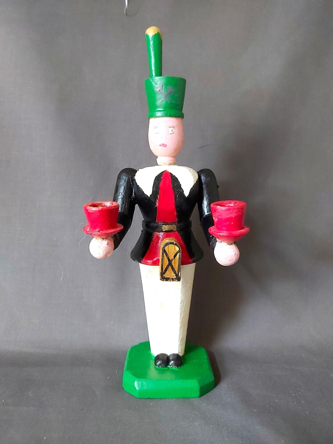 Vintage Wooden Erzgebirge Miner Candle Holder Christmas Decoration ...