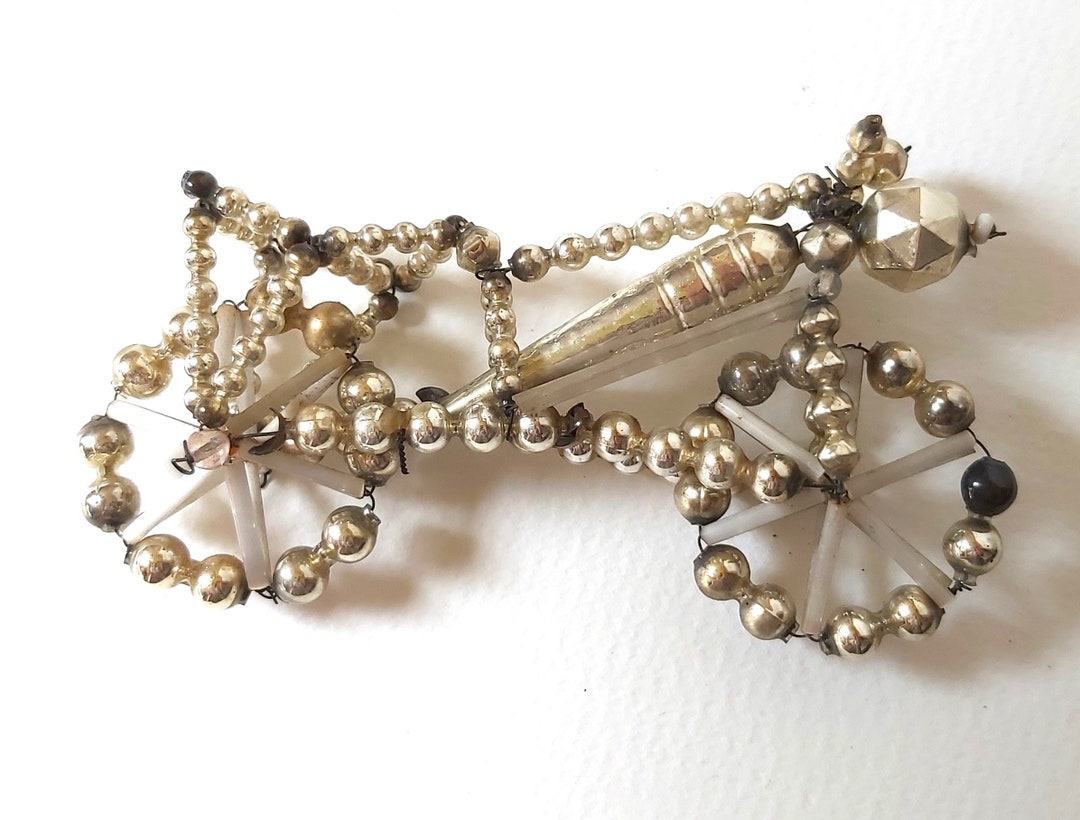 Antique Gablonz Glass Beads Bike Christmas Ornament Handmade ...