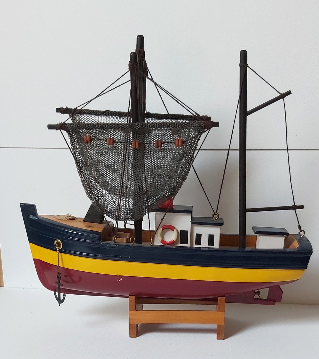 Vintage Wooden Skipper Boat Toy Handmade - Etsy