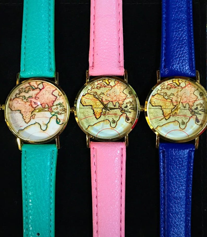 World Map Watch Men/women Unisex Watch Travel World Map - Etsy