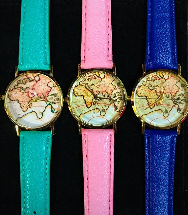 World Map Watch Men/women Unisex Watch Travel World Map - Etsy