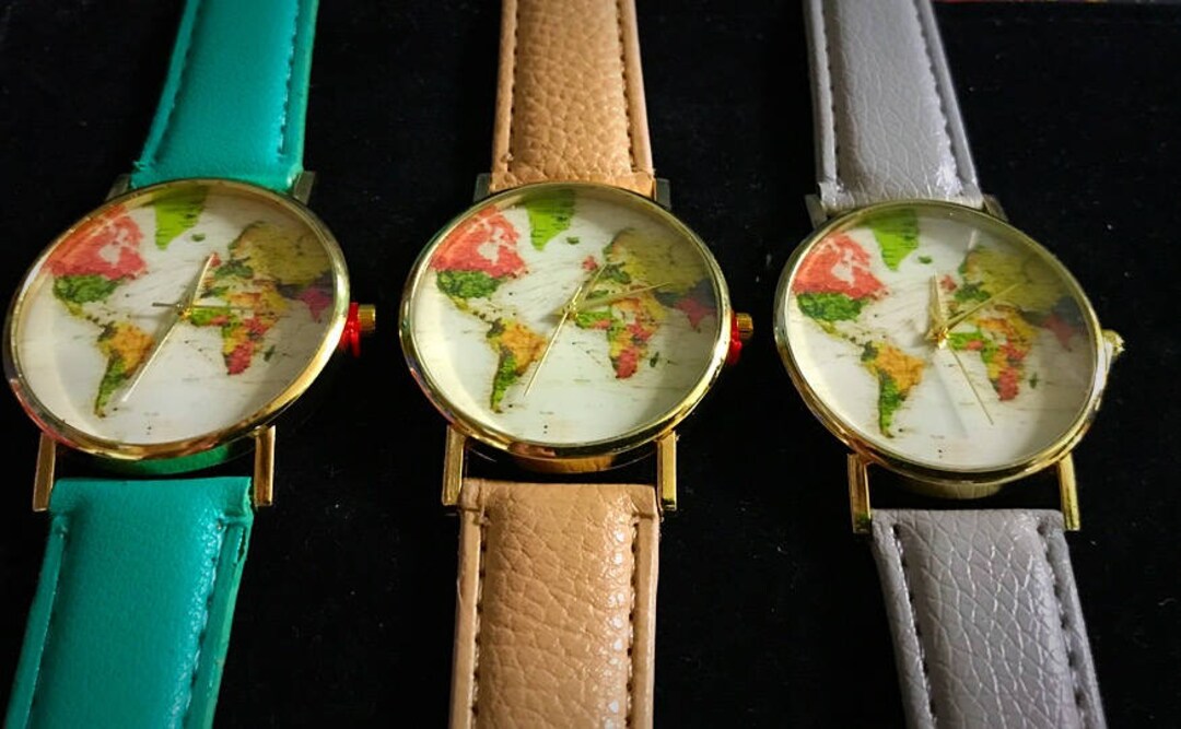 Colorful World Map Watch Men/women Unisex Watch Travel World Map - Etsy