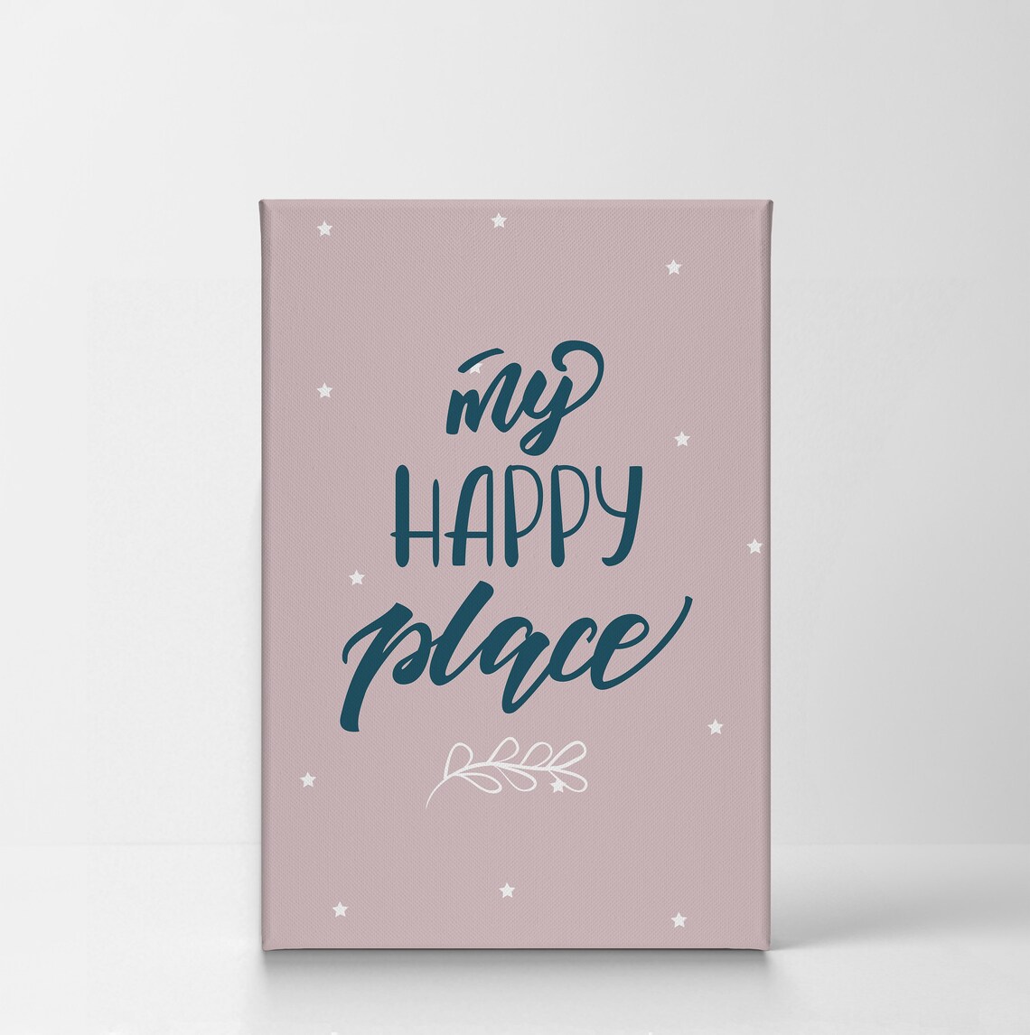 My Happy Place Lettering Quote Wall Decor Pink Background CANVAS PRINT ...